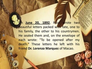 J.p. rizal letters in hong kong | PPTX