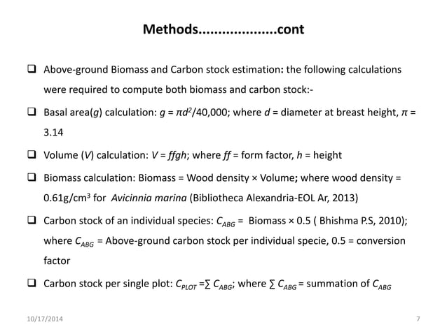 Tree species composition and above ground tree biomass estimation | PPTX