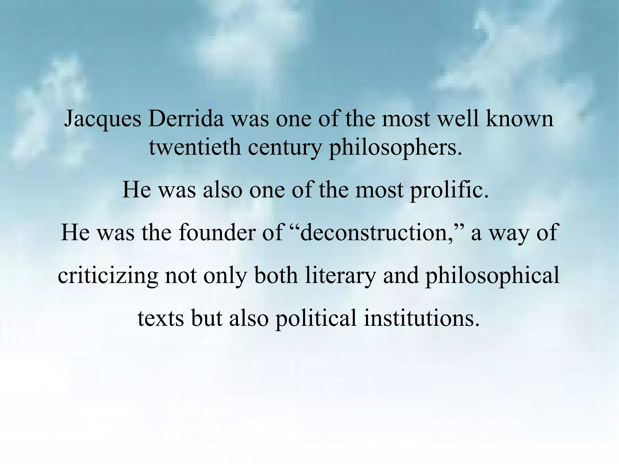 J. derrida. prezentacja | PPT