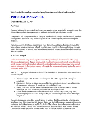 Populasi dan Sampel | PDF