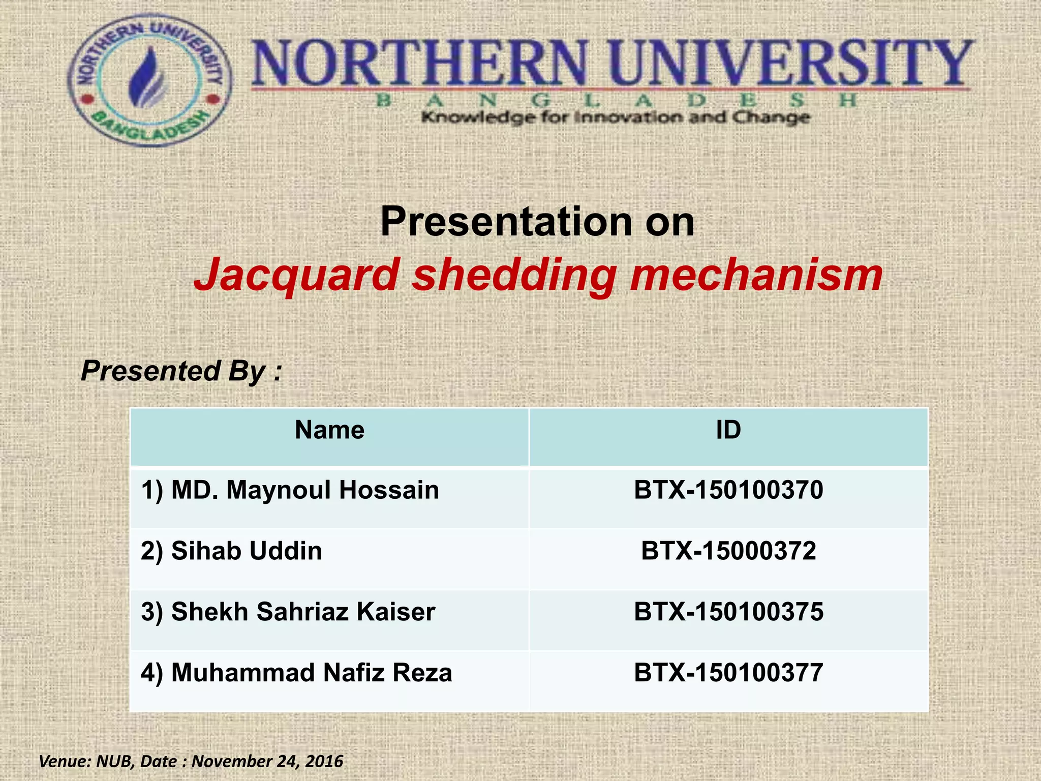 Jacquad shedding | PPTX