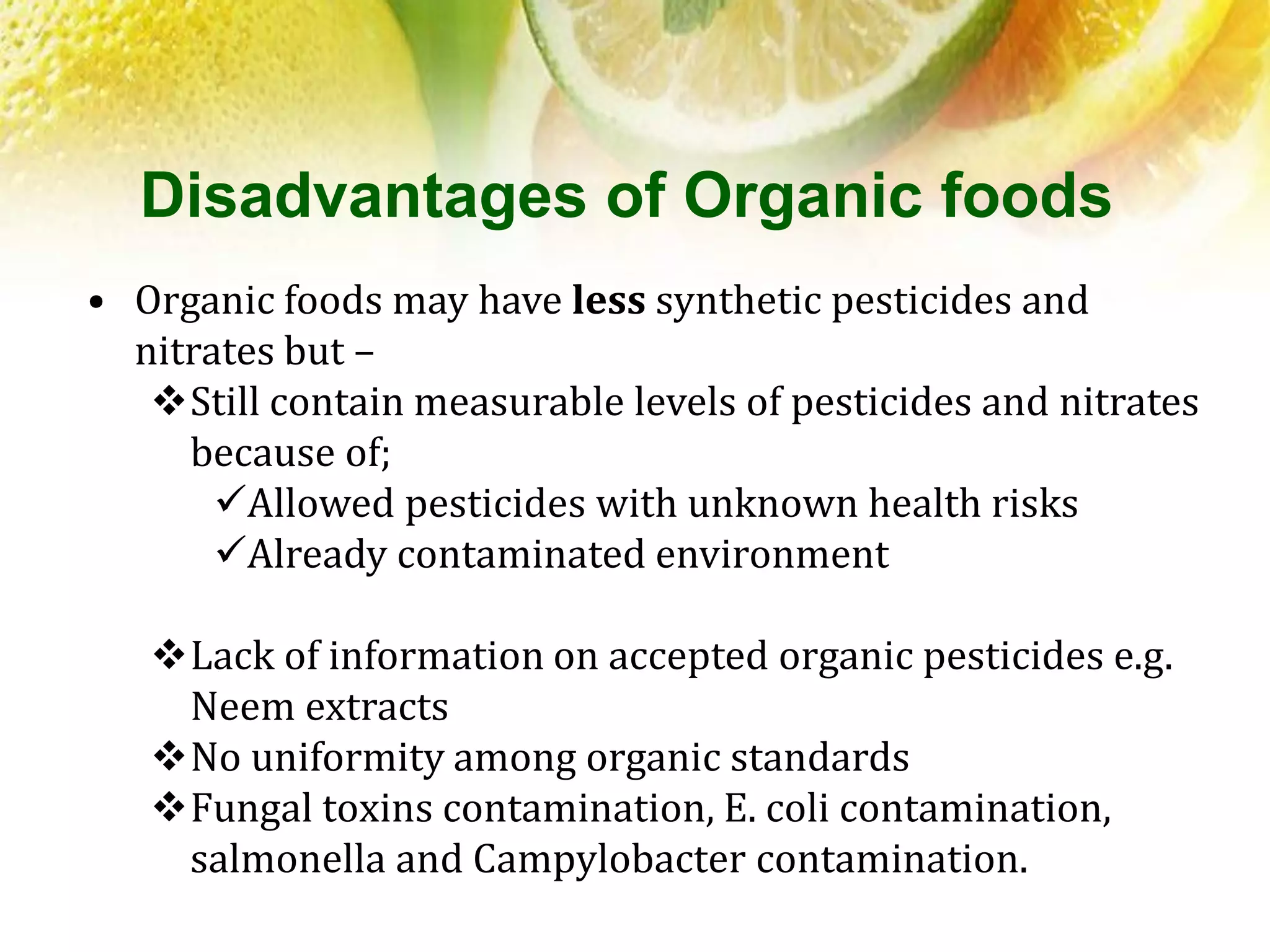 Nutritional Importance of Orgarnic and Nonorganic Foods | PPT