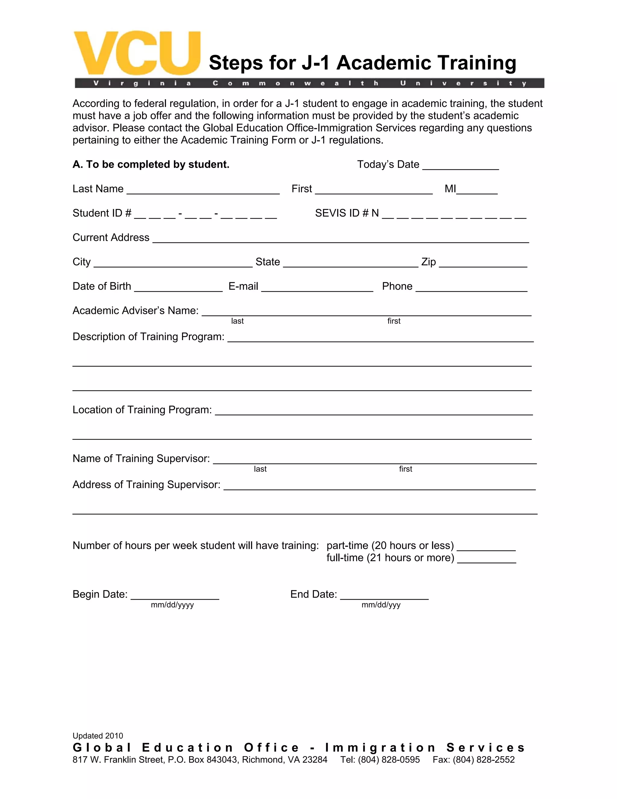 J-1 academic training | PDF