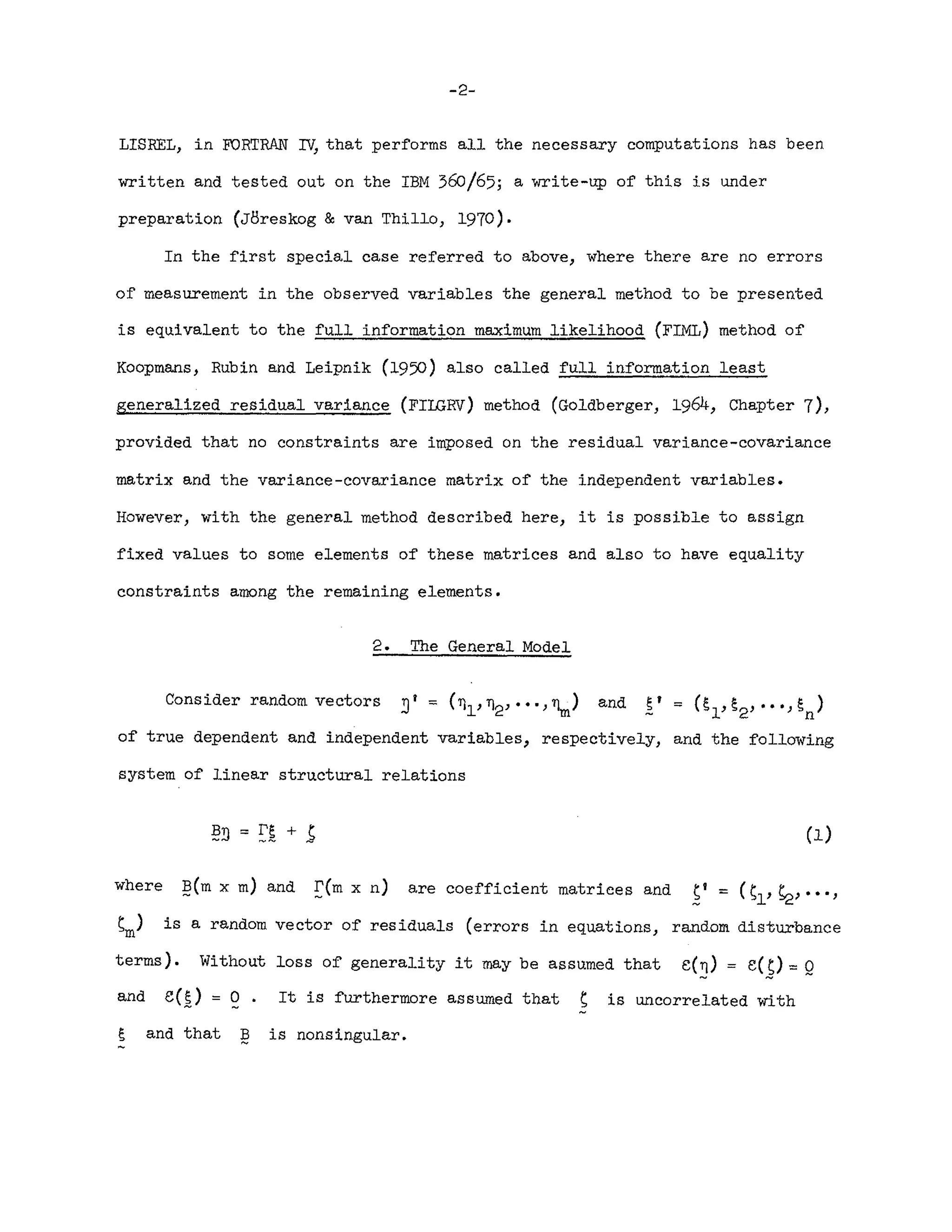 A General Method for Estimating a Linear Structural Equation System | PDF