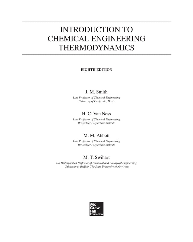 J.M. Smith, Hendrick Van Ness, Michael Abbott, Mark Swihart - Introduction to Chemical ...