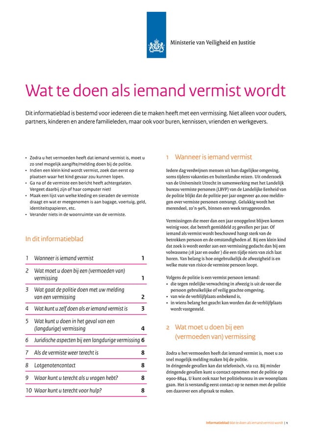 Informatieblad-wat-te-doen-als-iemand-vermist-wordt | PDF | Crime ...