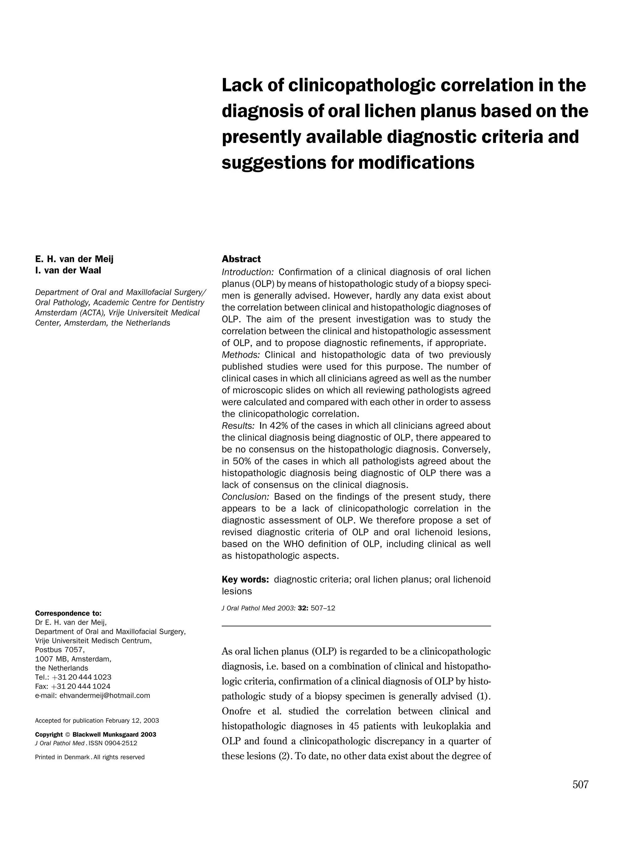 how to make proper dignosis of oral lichen planus | PDF
