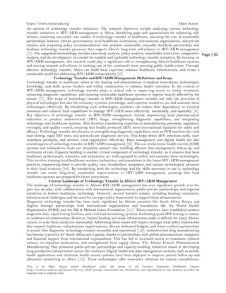 Leveraging Technology Transfer for Self-Reliance in HIV/AIDS Management ...