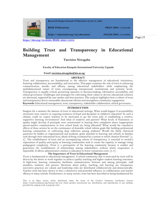 Building Trust and Transparency in Educational Management (www.kiu.ac ...
