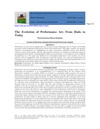 The Evolution of Performance Art: From Dada to Today (www.kiu.ac.ug) | PDF