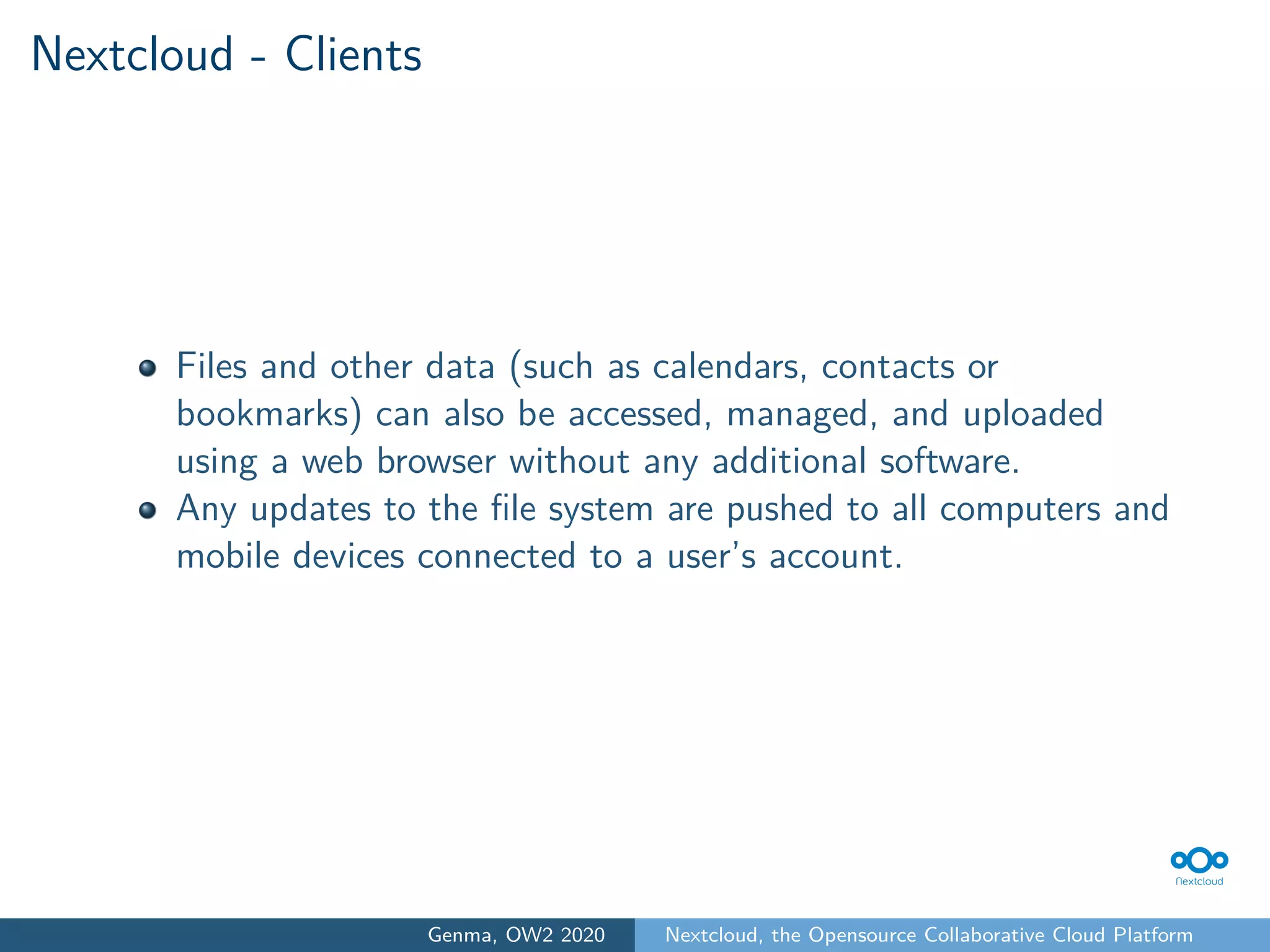 Nextcloud Open Source Collaborative Cloud Platform, OW2online, June2020 | PDF