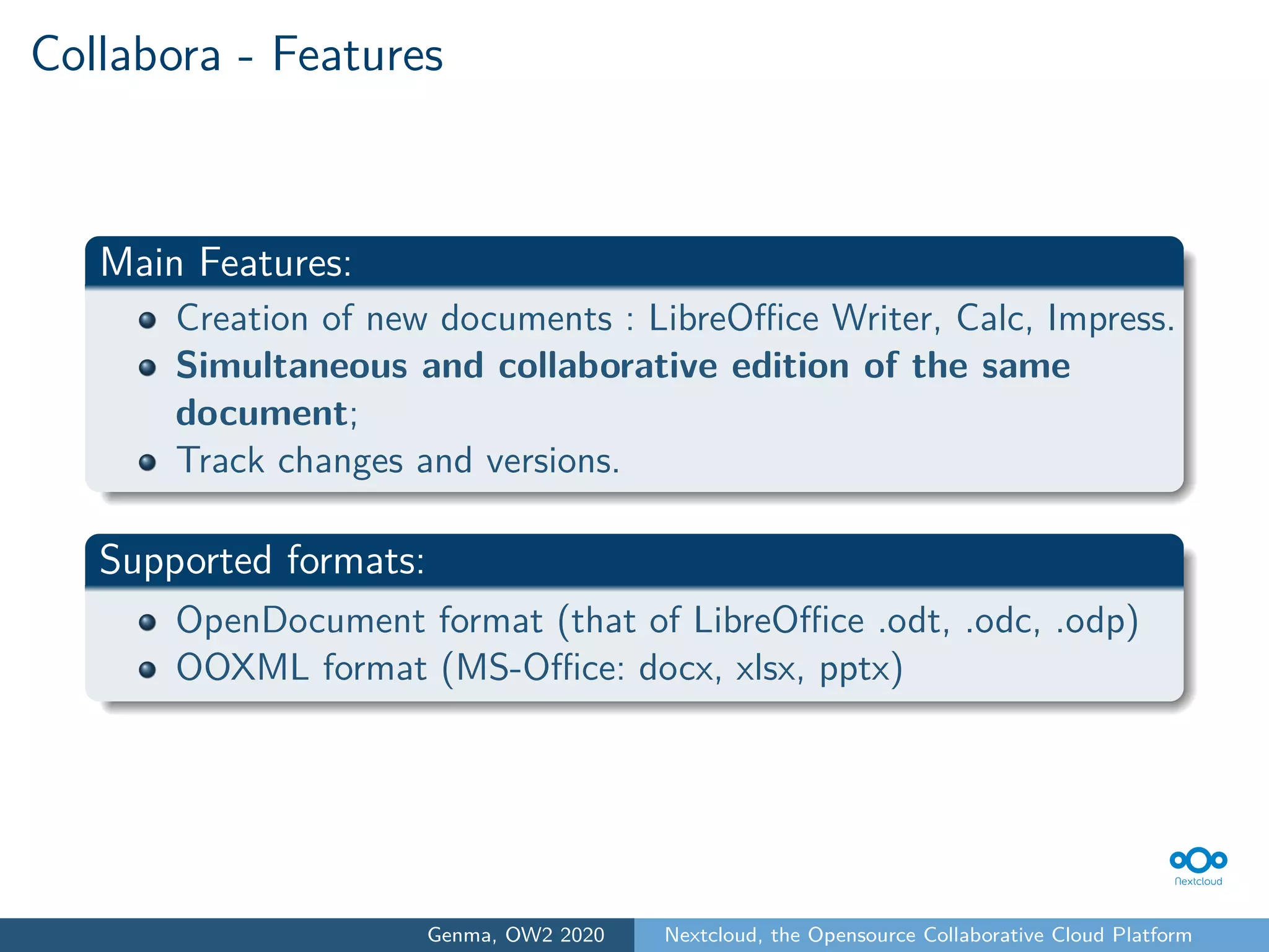 Nextcloud Open Source Collaborative Cloud Platform, OW2online, June2020 | PDF