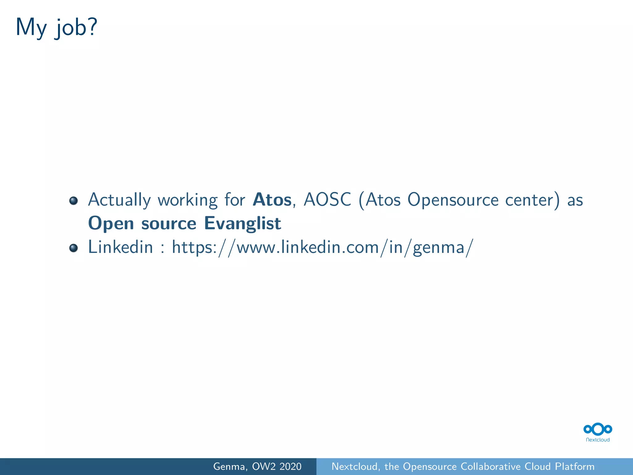 Nextcloud Open Source Collaborative Cloud Platform, OW2online, June2020 ...