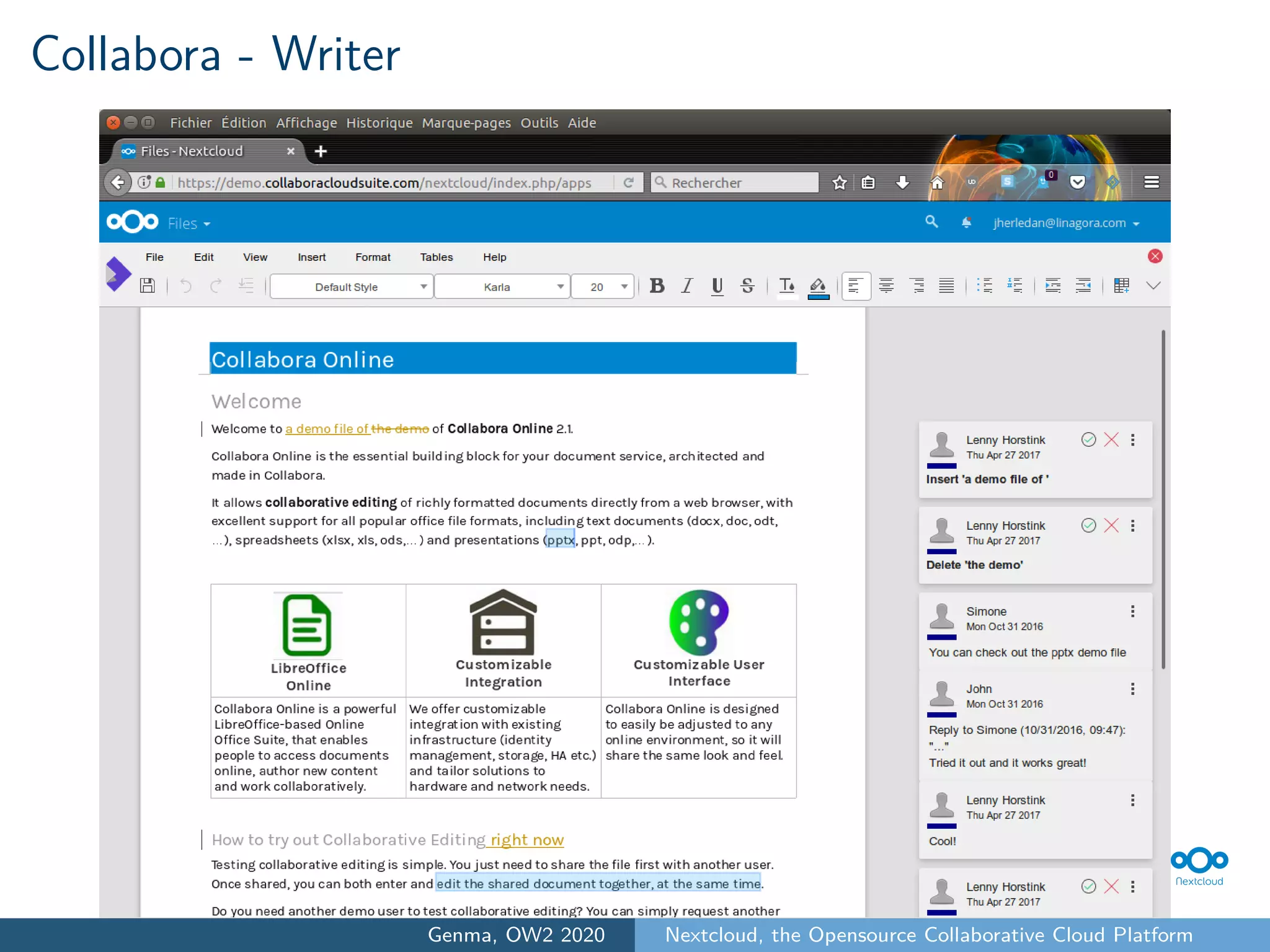 Nextcloud Open Source Collaborative Cloud Platform, OW2online, June2020 ...