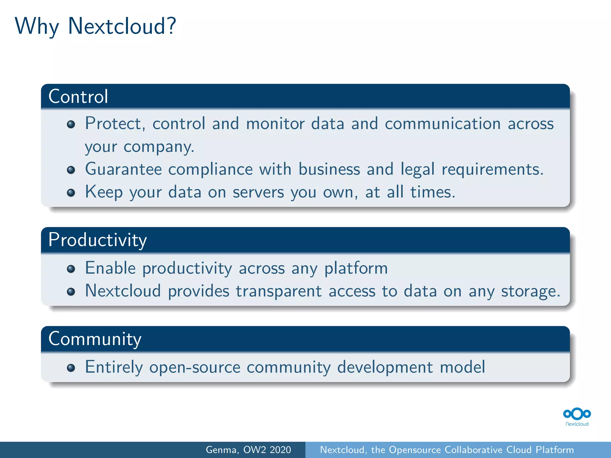 Nextcloud Open Source Collaborative Cloud Platform, OW2online, June2020 | PDF