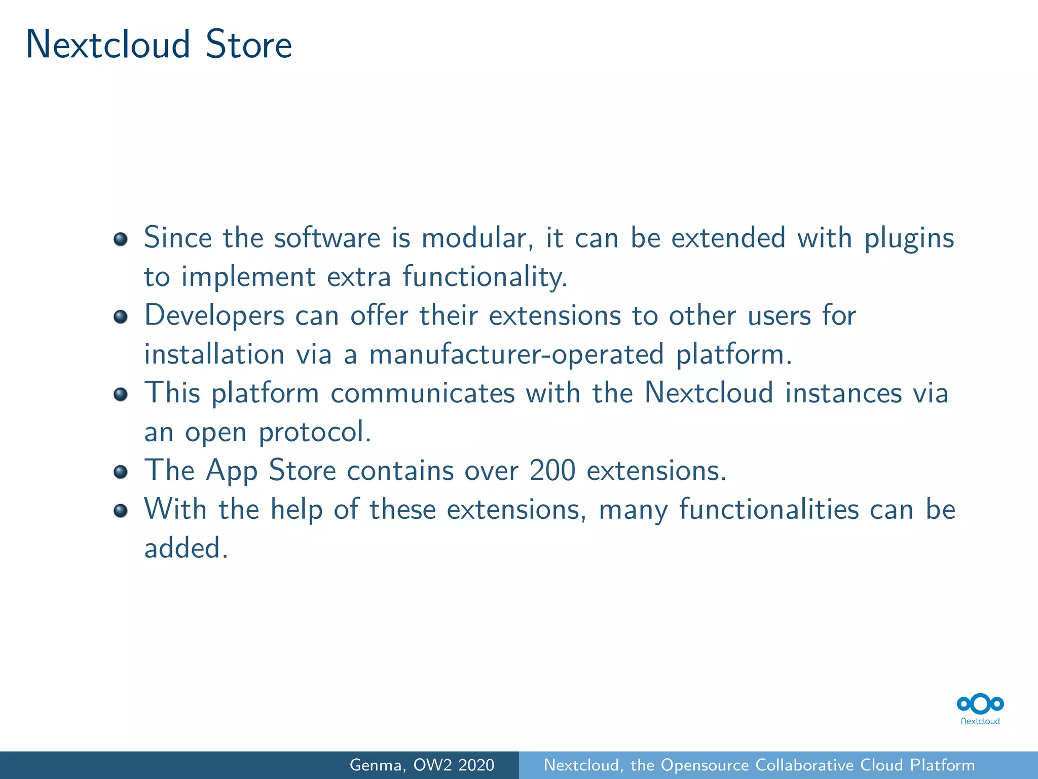Nextcloud Open Source Collaborative Cloud Platform, OW2online, June2020 | PDF