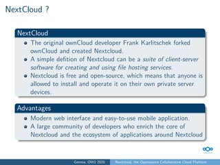 Nextcloud Open Source Collaborative Cloud Platform, OW2online, June2020 | PDF