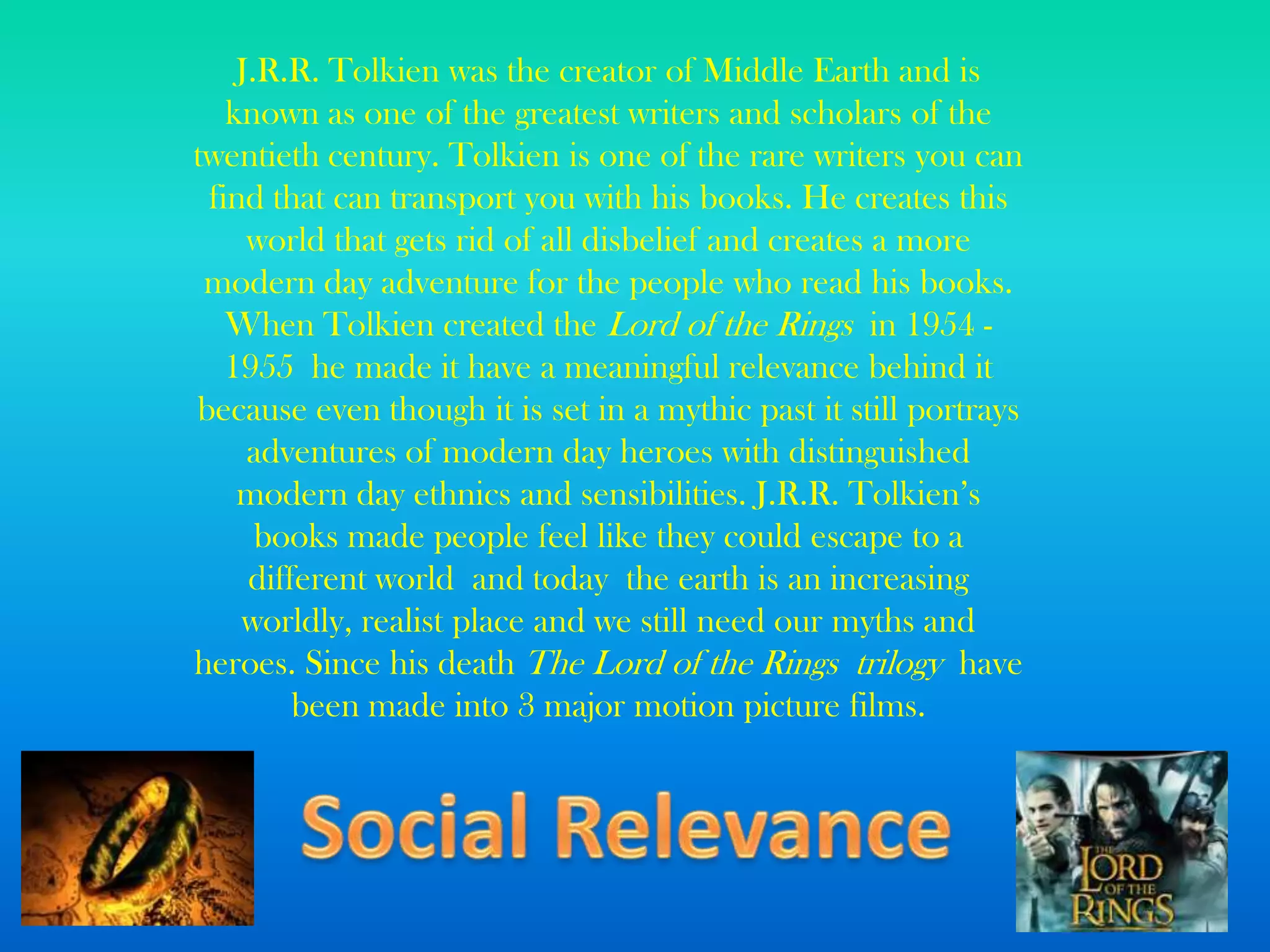 J R R Tolkien Power Point | PPTX