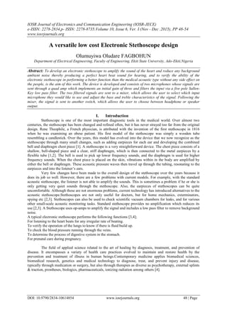 A versatile low cost Electronic Stethoscope design | PDF