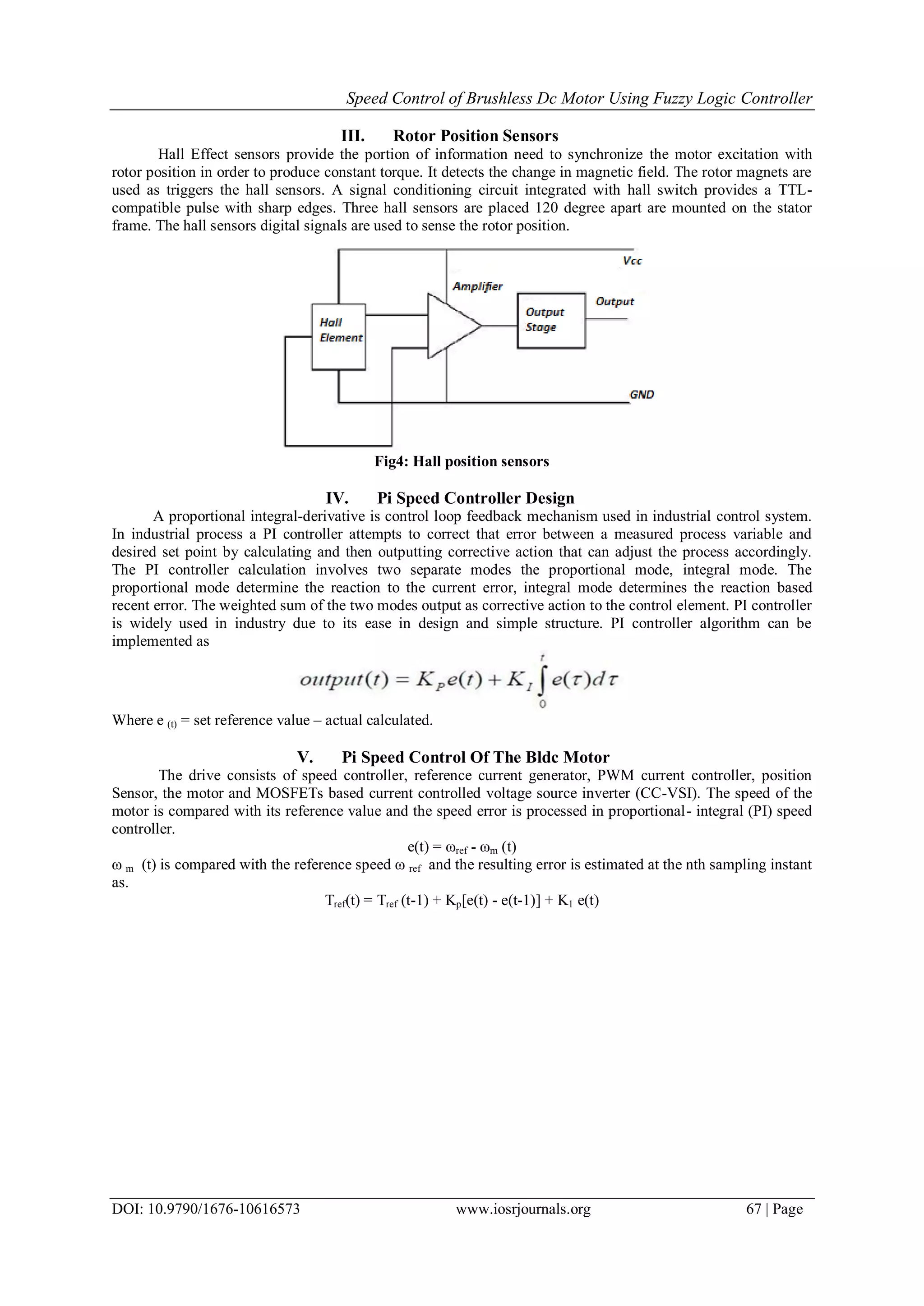 Speed Control of Brushless Dc Motor Using Fuzzy Logic Controller | PDF