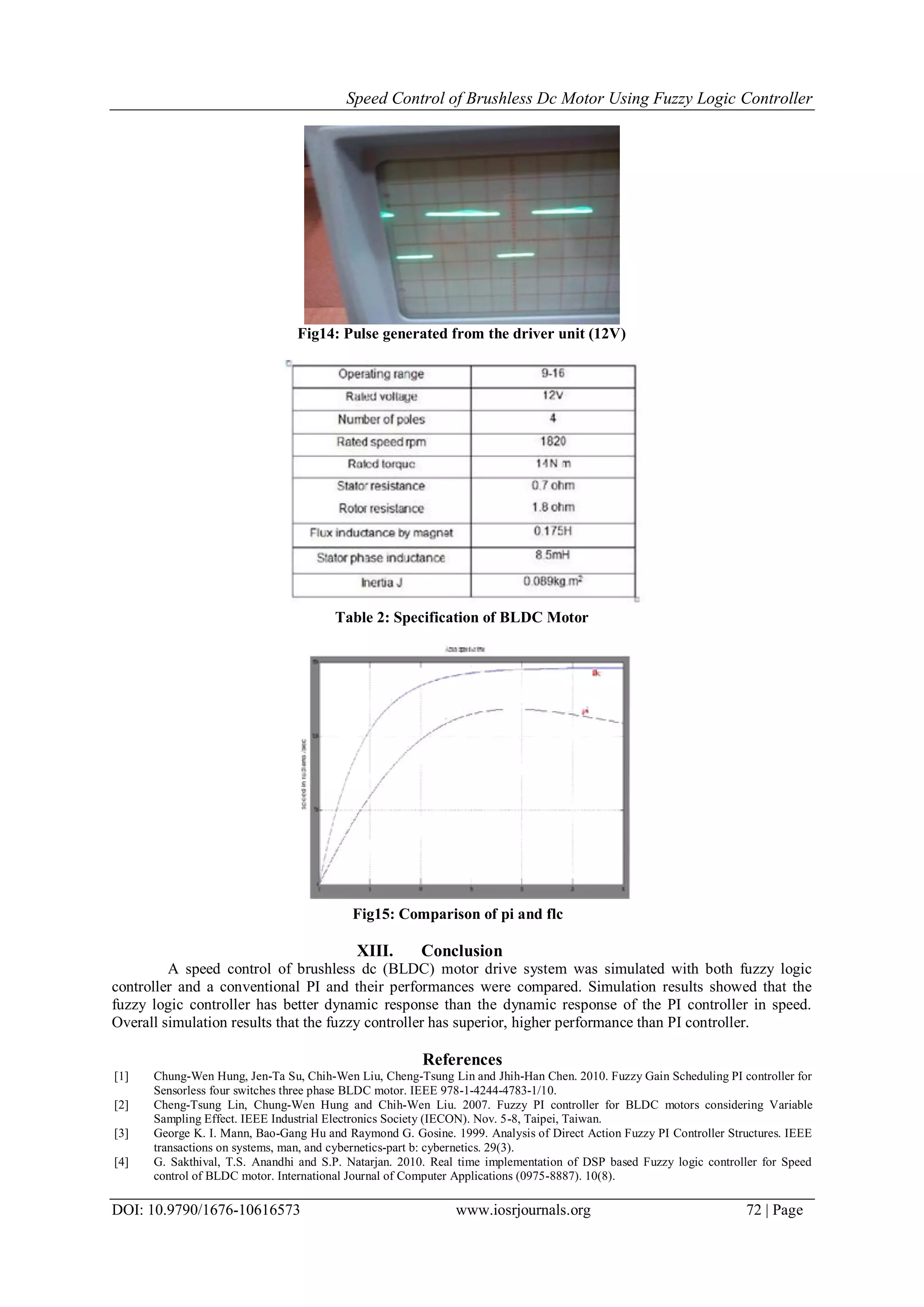 Speed Control of Brushless Dc Motor Using Fuzzy Logic Controller | PDF