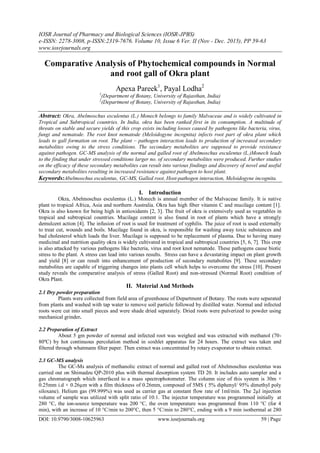 Comparative Analysis of Phytochemical compounds in Normal and root gall of Okra plant | PDF