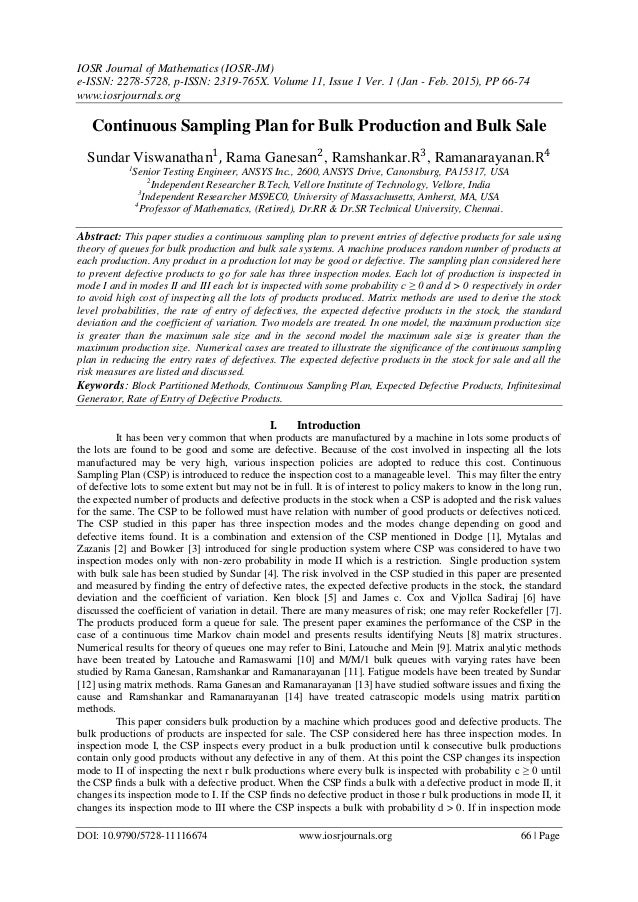 Continuous Sampling Plan for Bulk Production and Bulk Sale