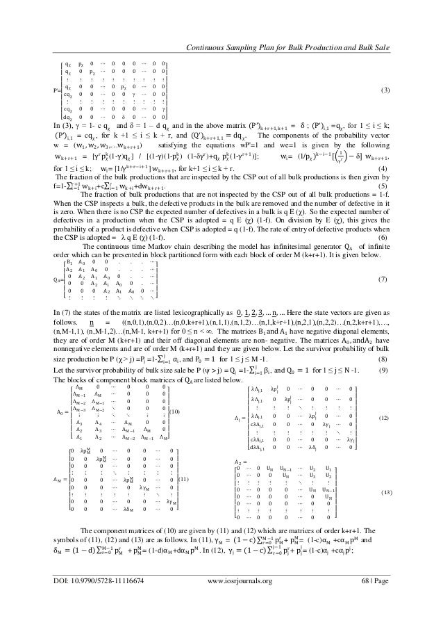 Continuous Sampling Plan for Bulk Production and Bulk Sale