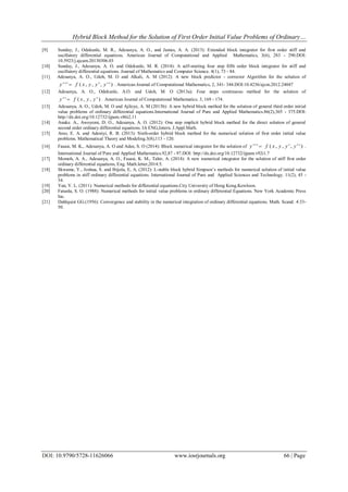 Hybrid Block Method for the Solution of First Order Initial Value Problems of Ordinary ...