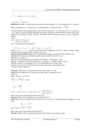 Construction of BIBD’s Using Quadratic Residues | PDF