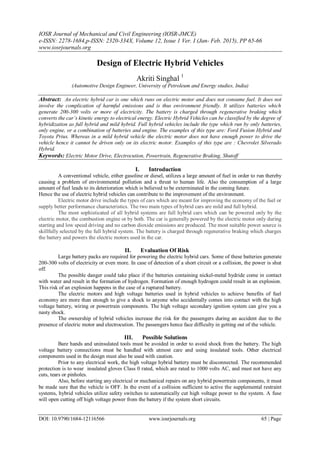 Design of Electric Hybrid Vehicles | PDF