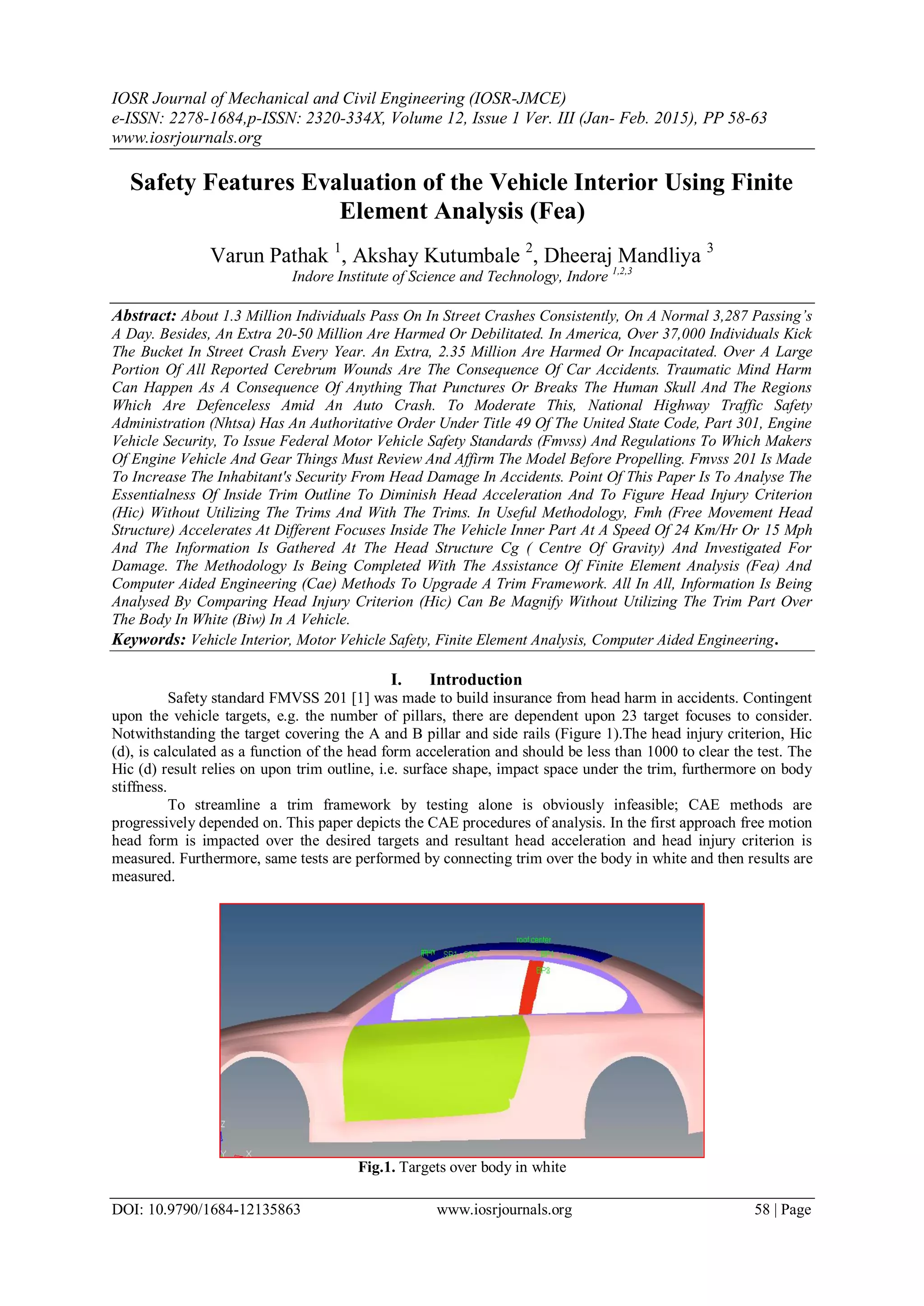 Safety Features Evaluation of the Vehicle Interior Using Finite Element ...