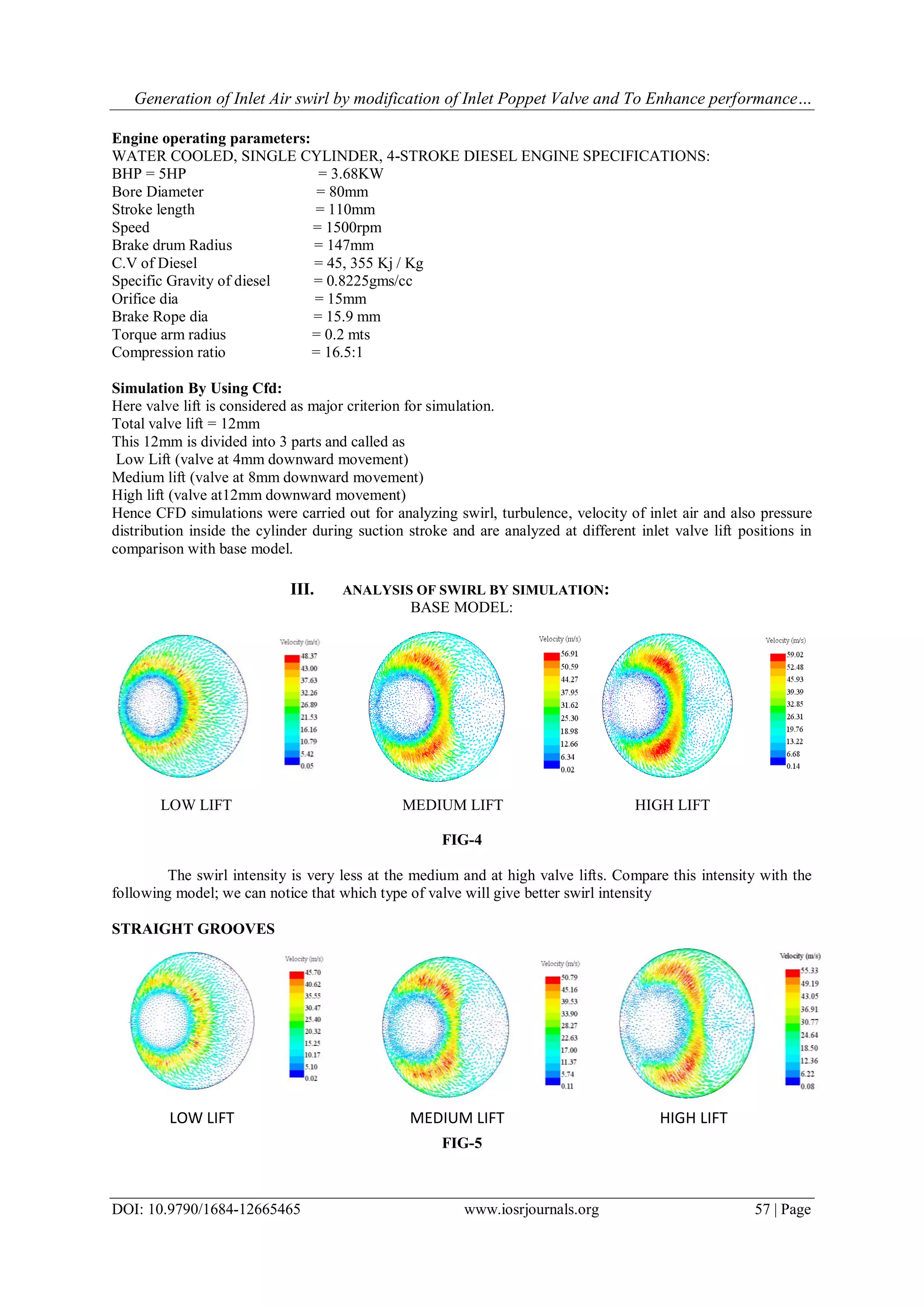 Generation of Air Swirl through Inlet Poppet Valve Modification and To ...