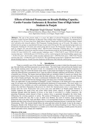 Effects of Selected Pranayams on Breath-Holding Capacity, Cardio ...