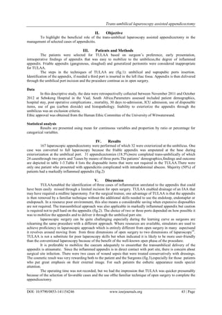 Trans-umbilical laparoscopy assisted appendicectomy | PDF