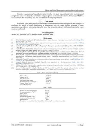 Trans-umbilical laparoscopy assisted appendicectomy | PDF