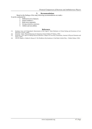 Postural Comparison of Dextrous and Ambidextrous Players | PDF