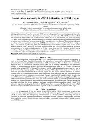 Investigation and Analysis of SNR Estimation in OFDM system | PDF