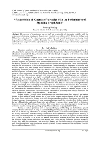“Relationship of Kinematic Variables with the Performance of Standing Broad Jump” | PDF