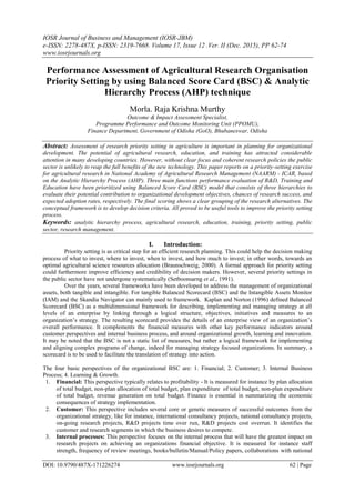 Performance Assessment of Agricultural Research Organisation Priority ...