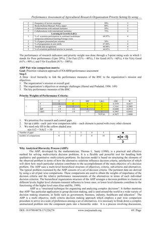 Performance Assessment of Agricultural Research Organisation Priority Setting by using Balanced ...