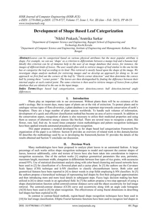 Development of Shape Based Leaf Categorization | PDF