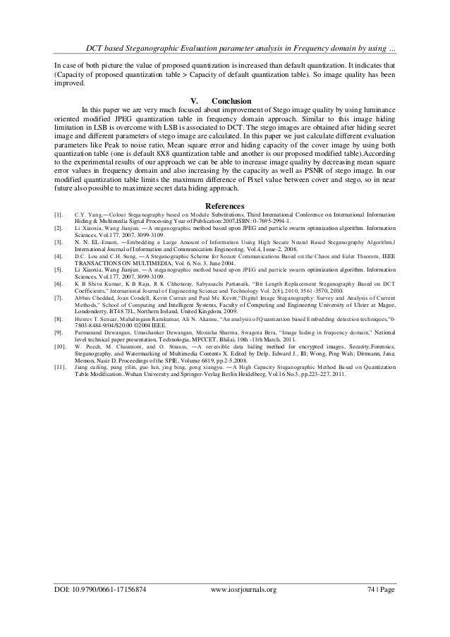 Dct Based Steganographic Evaluation Parameter Analysis In Frequency D…