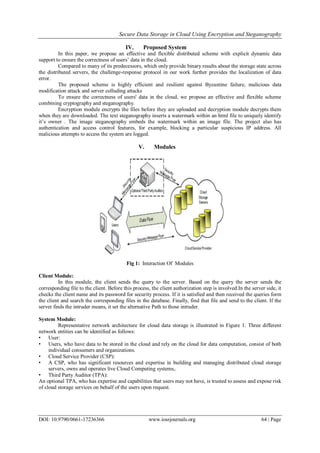 Secure Data Storage in Cloud Using Encryption and Steganography | PDF