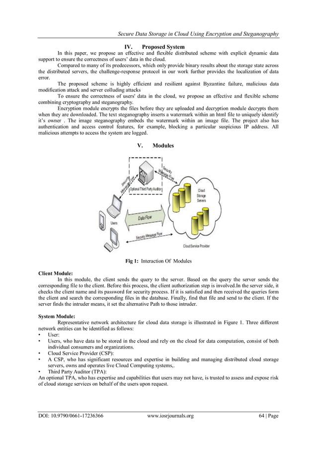 Secure Data Storage in Cloud Using Encryption and Steganography | PDF