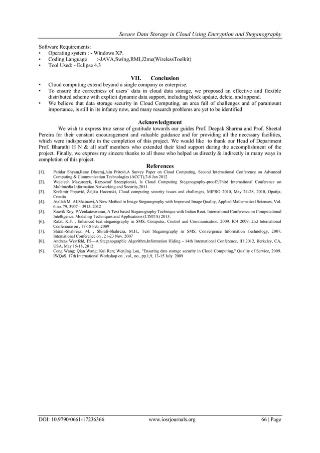 Secure Data Storage in Cloud Using Encryption and Steganography | PDF