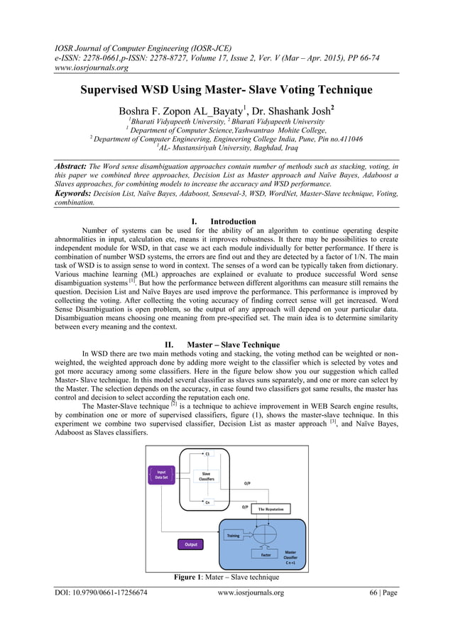 Supervised WSD Using Master- Slave Voting Technique | PDF