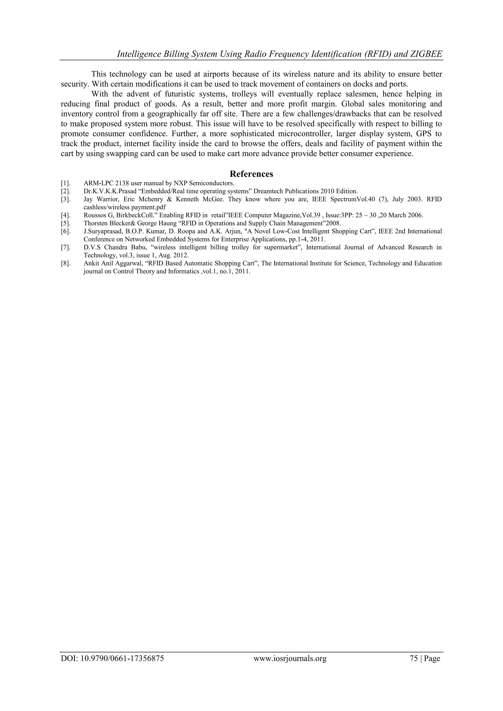 Intelligence Billing System Using Radio Frequency Identification (RFID ...