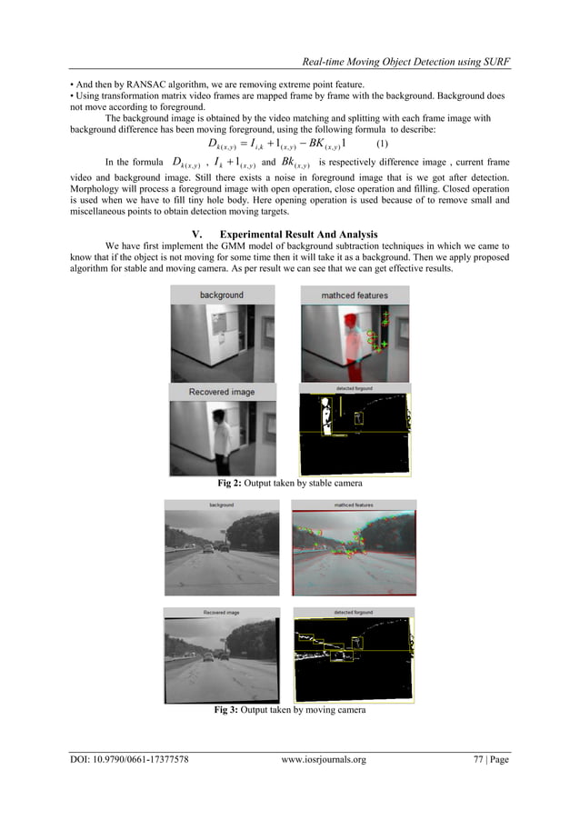 Real-time Moving Object Detection using SURF | PDF