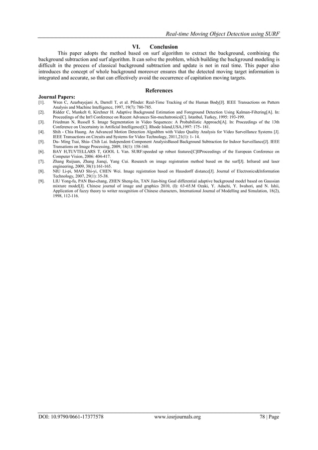Real Time Moving Object Detection Using Surf Pdf